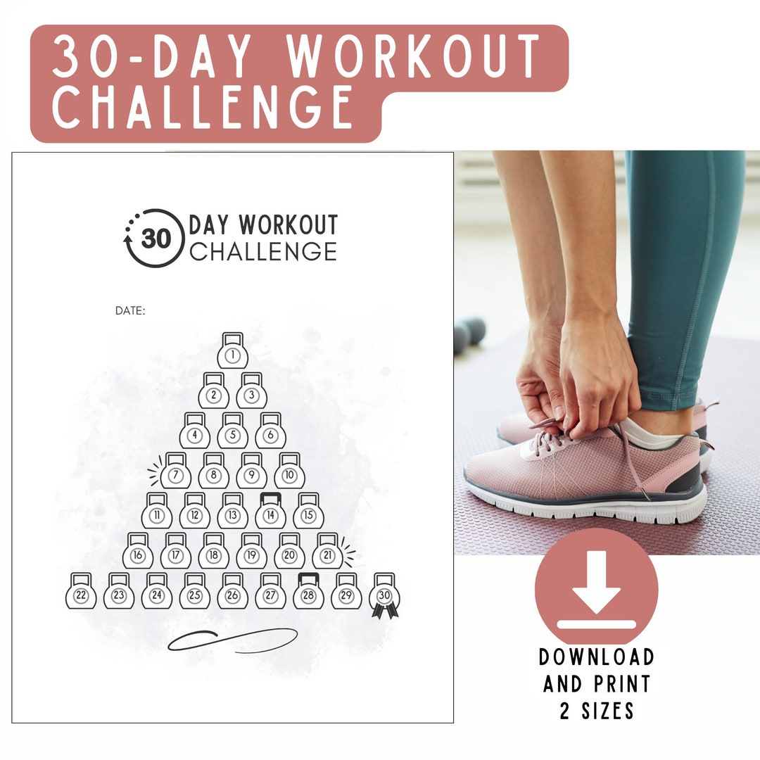 30 Day Workout Challenge Printable / 30-day Fitness Tracker // 30-day ...