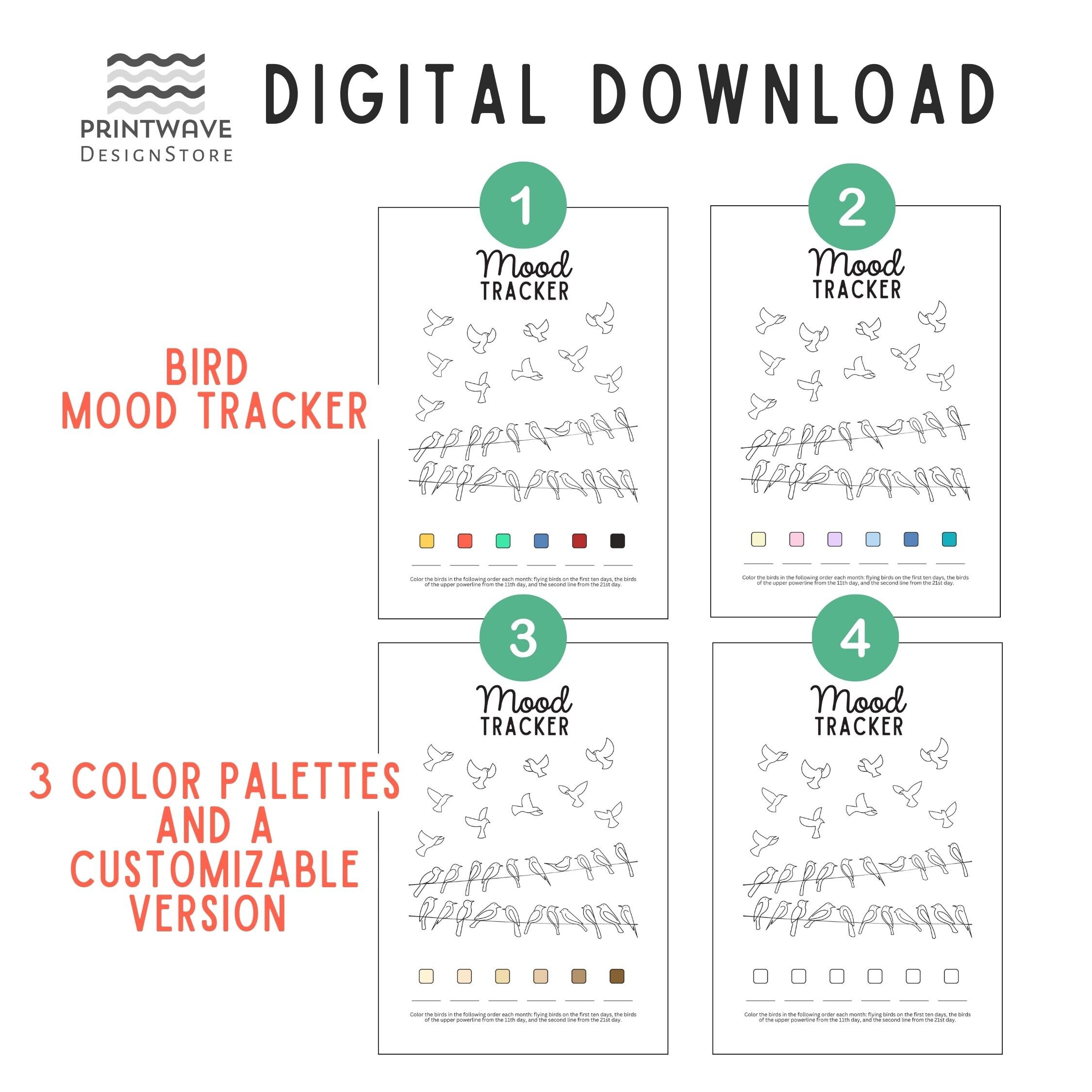 Monthly Bird Mood Tracker | Printable Mental Health PDF (B5) - Etsy