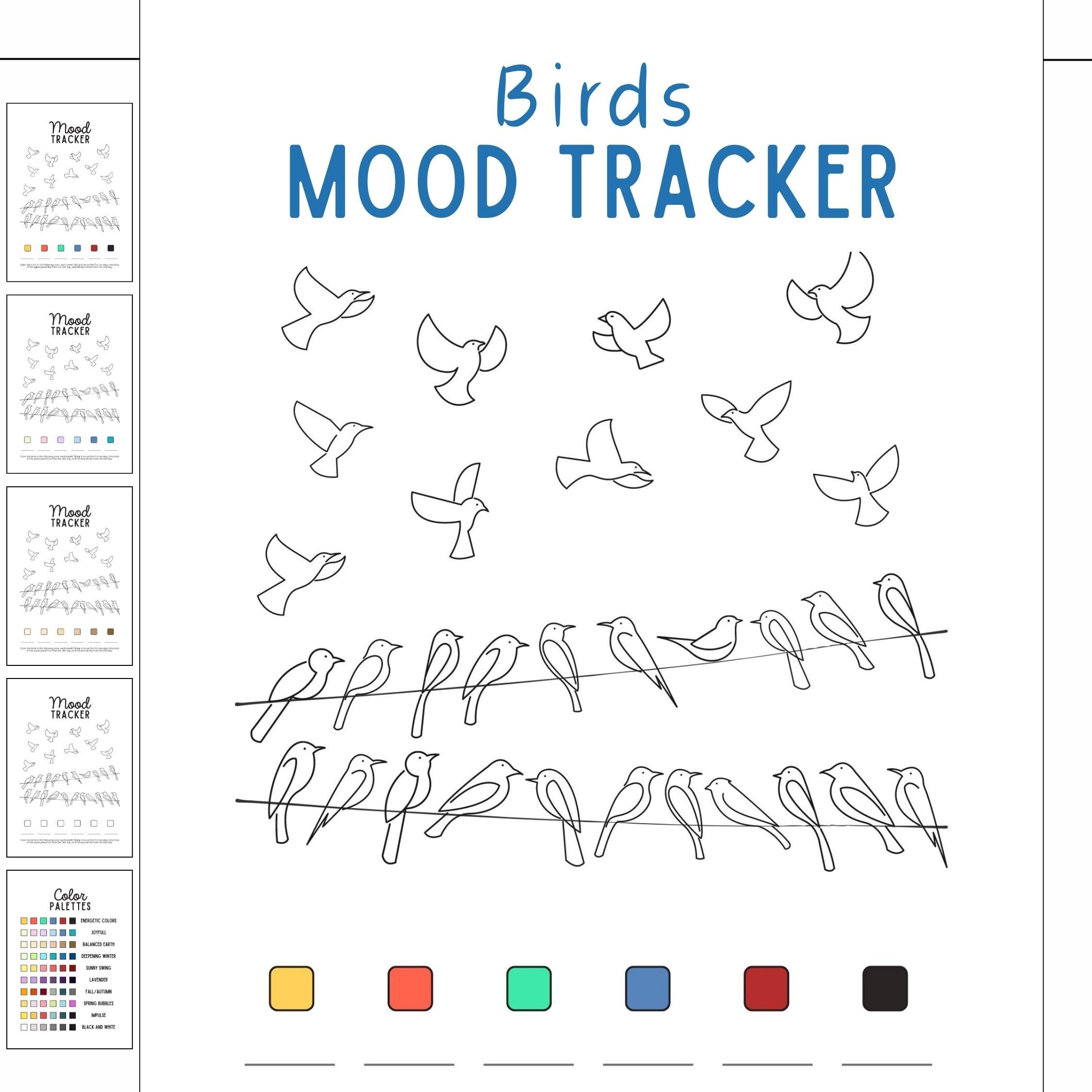 Bird Mood Tracker / Monthly Mood Tracker With Bird Pattern / PDF ...