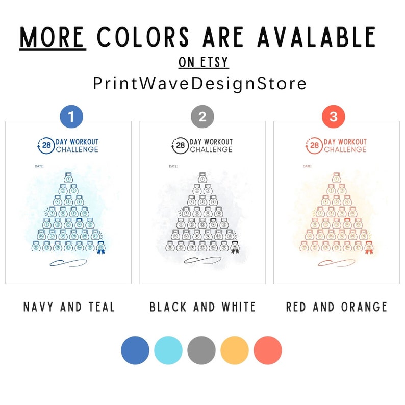 28-day Workout Challenge Printable Navy & Blue / Fitness Tracker for 28 ...