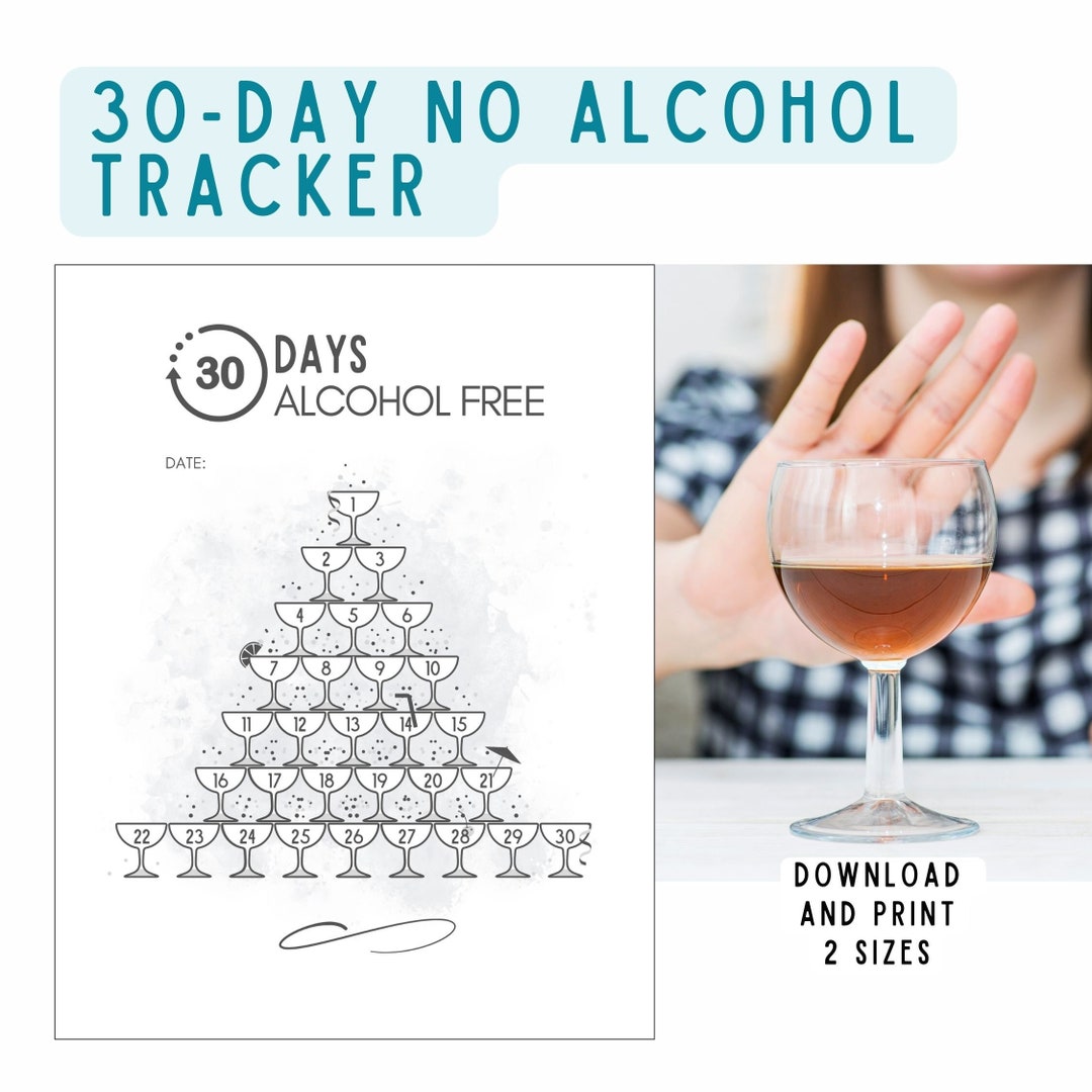 30 Days Alcohol Free Tracker Printable Grey / Alcohol Track / Sober ...