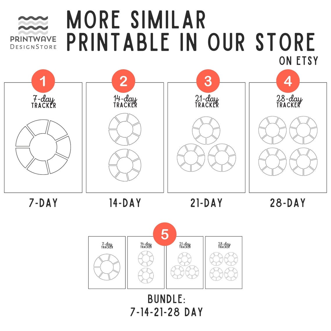 7-day Circle Tracker Printable, Color Palette Suggestions (PDF, A4/A5 ...