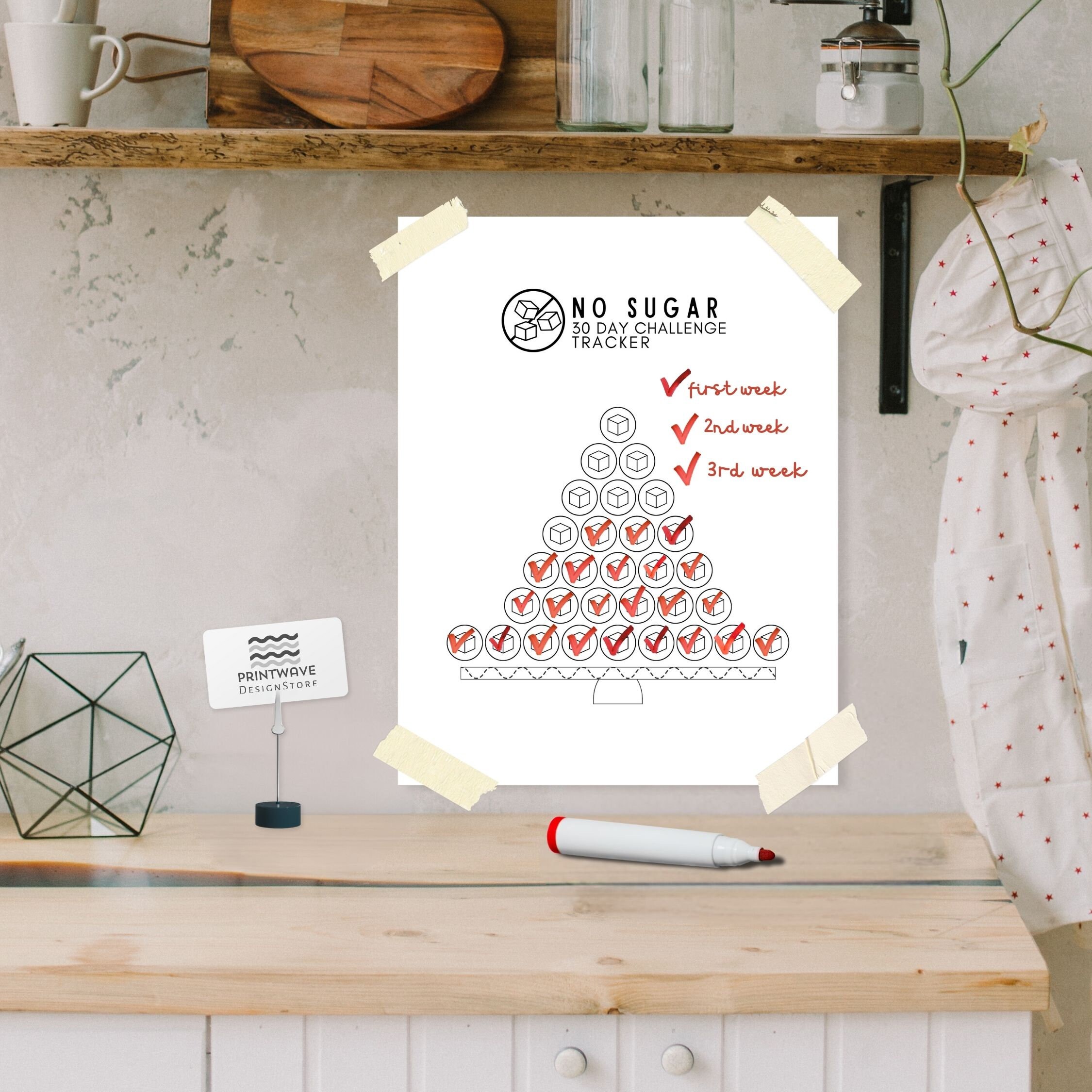 30-day No Sugar Tracker Printable / No-sugar Diet and Motivation Cards ...