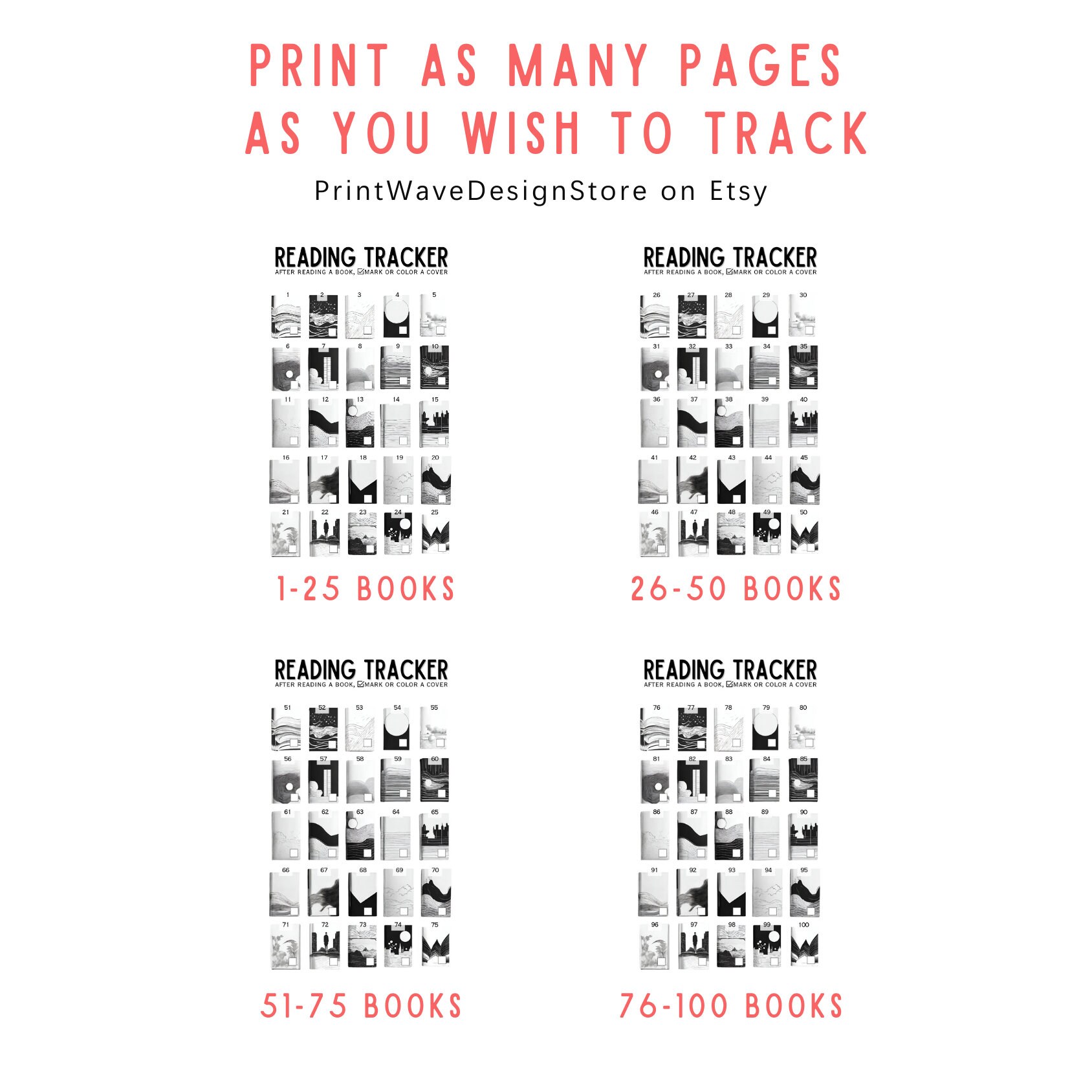100 Books Reading Tracker Printable / Reading Challenge Book Log / 100 ...