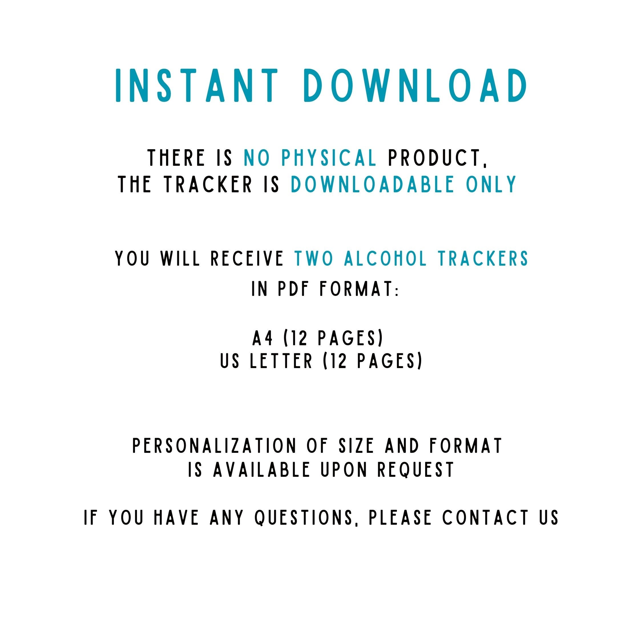 Weekly Alcohol Tracker Printable // Alcohol Track // Drinking Trackers ...