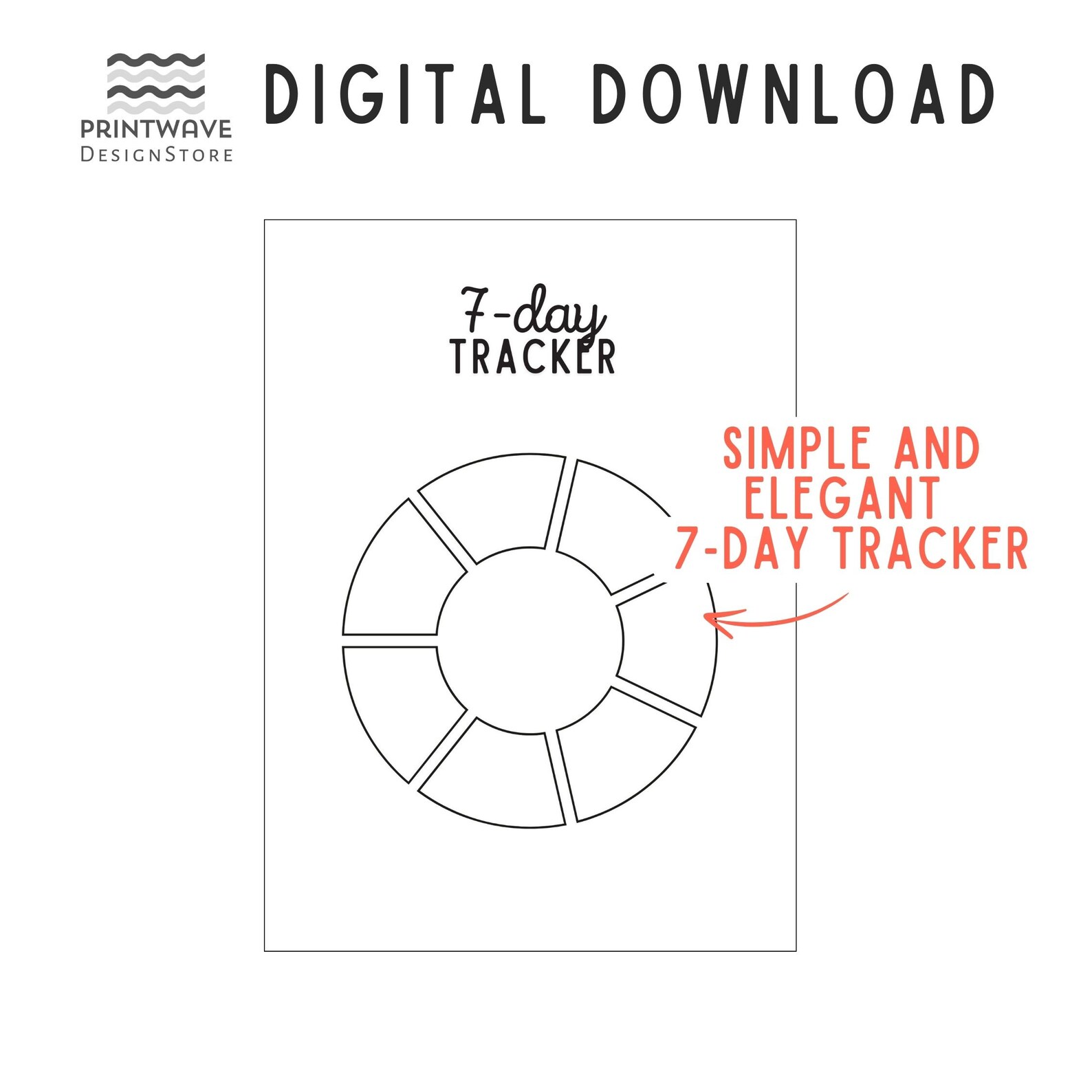 7-day Circle Tracker Printable, Color Palette Suggestions (PDF, A4/A5 ...