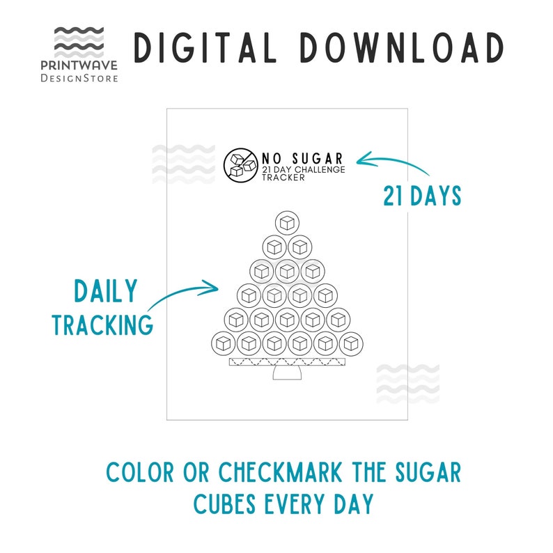 21-day No Sugar Challenge Tracker Printable / Sugar Intake Control ...