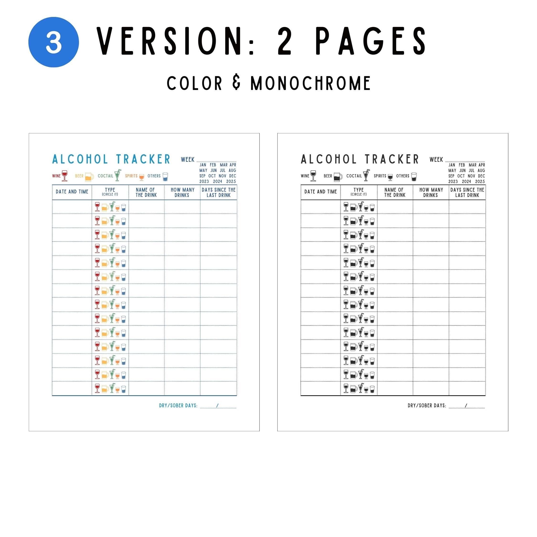 Weekly Alcohol Tracker Printable // Alcohol Track // Drinking Trackers ...