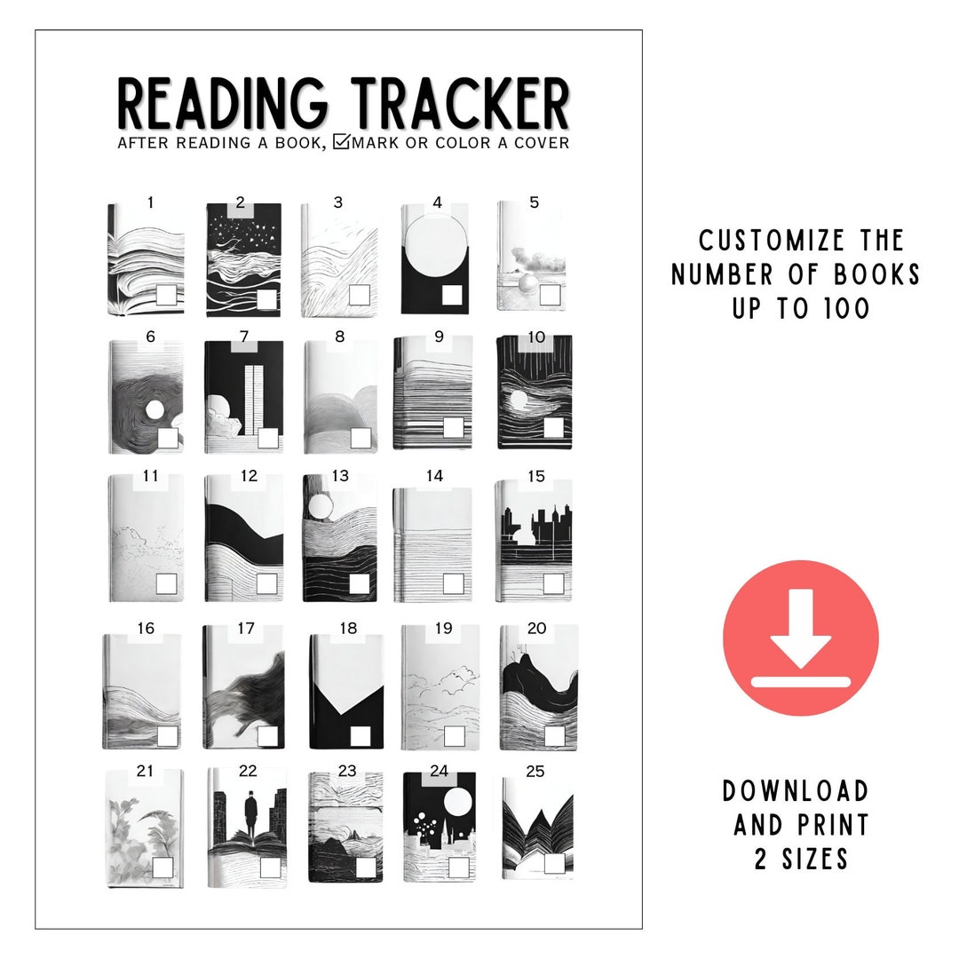 100 Books Reading Tracker Printable / Reading Challenge Book Log / 100 ...