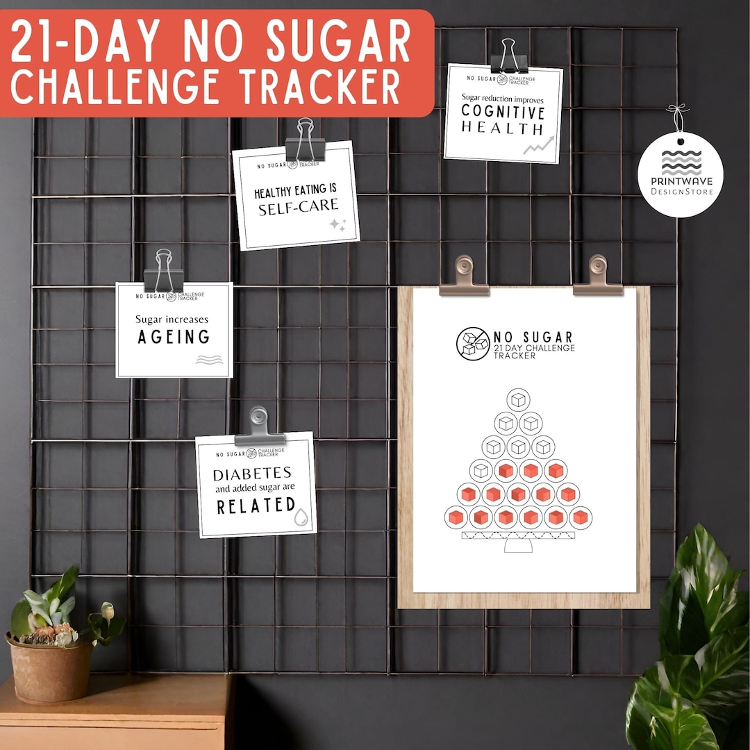 21-day No Sugar Challenge Tracker Printable / Sugar Intake Control ...