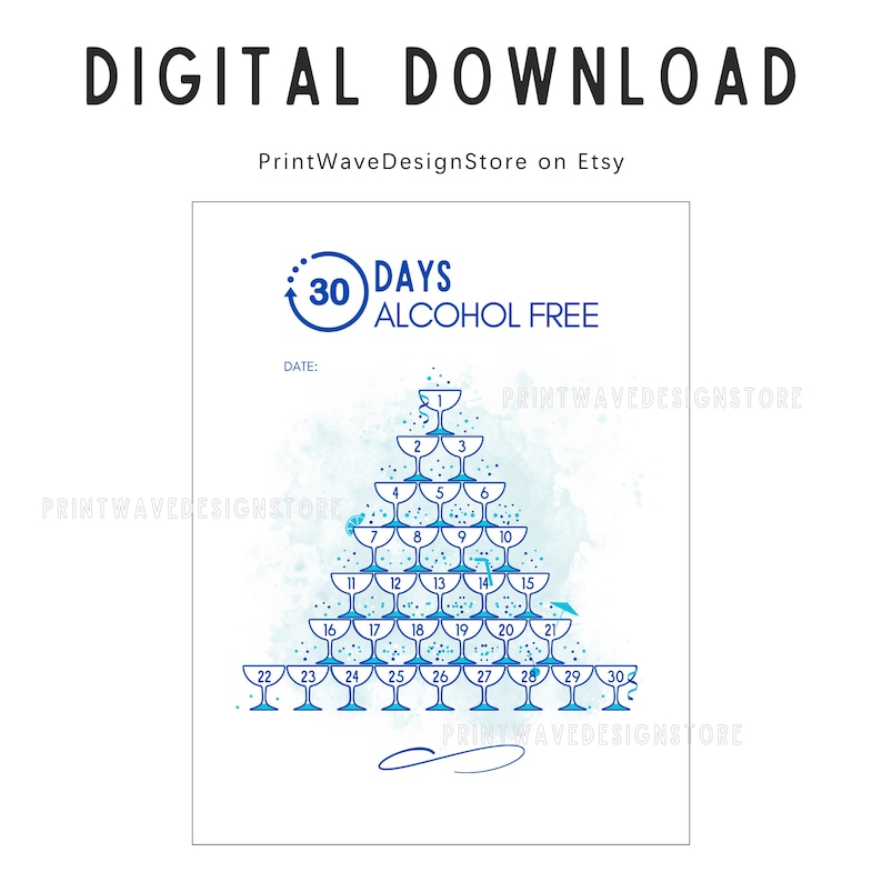 Alcohol Tracker Printable / 30-day No Alcohol Challenge / Alcohol ...