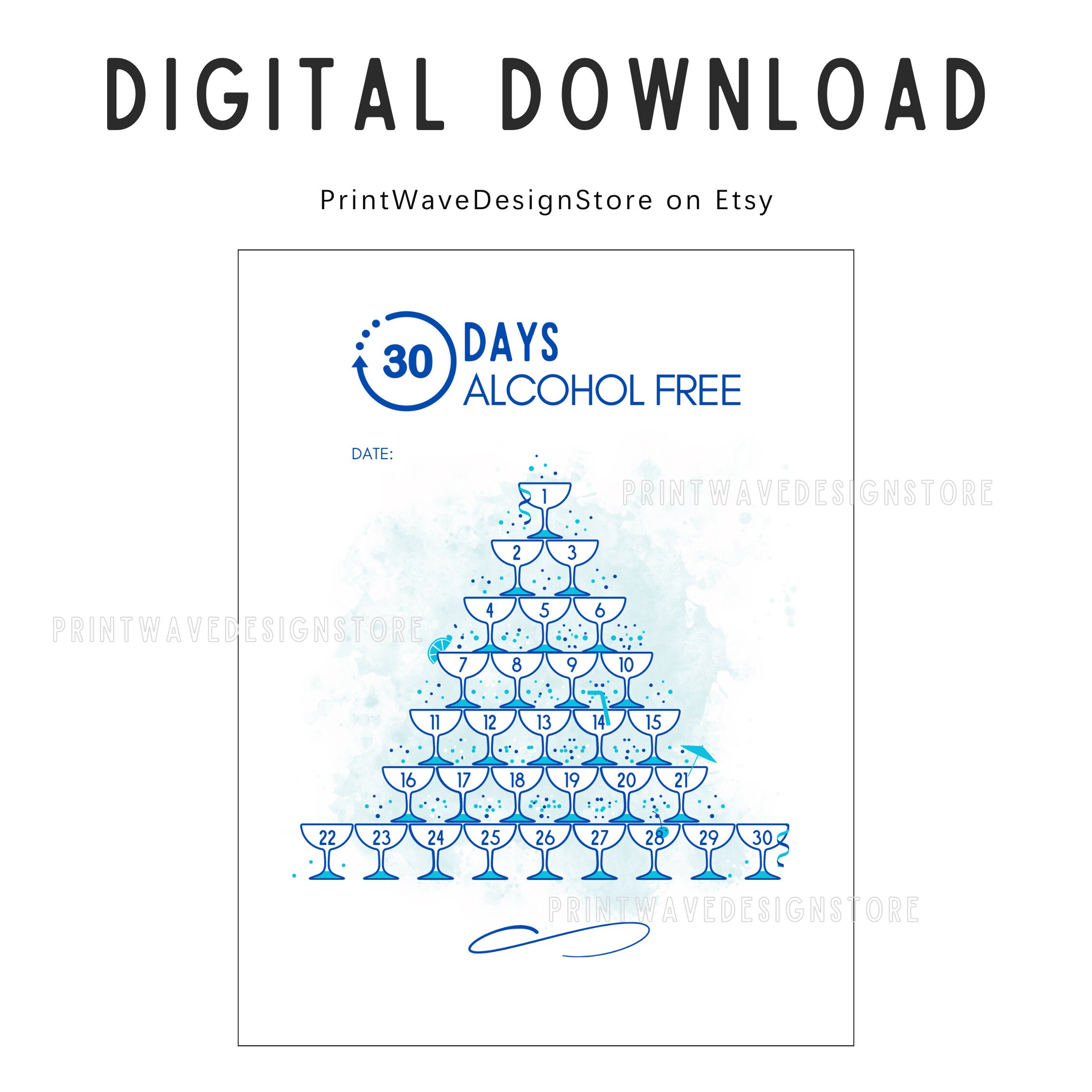 Alcohol Tracker Printable / 30-day No Alcohol Challenge / Alcohol ...