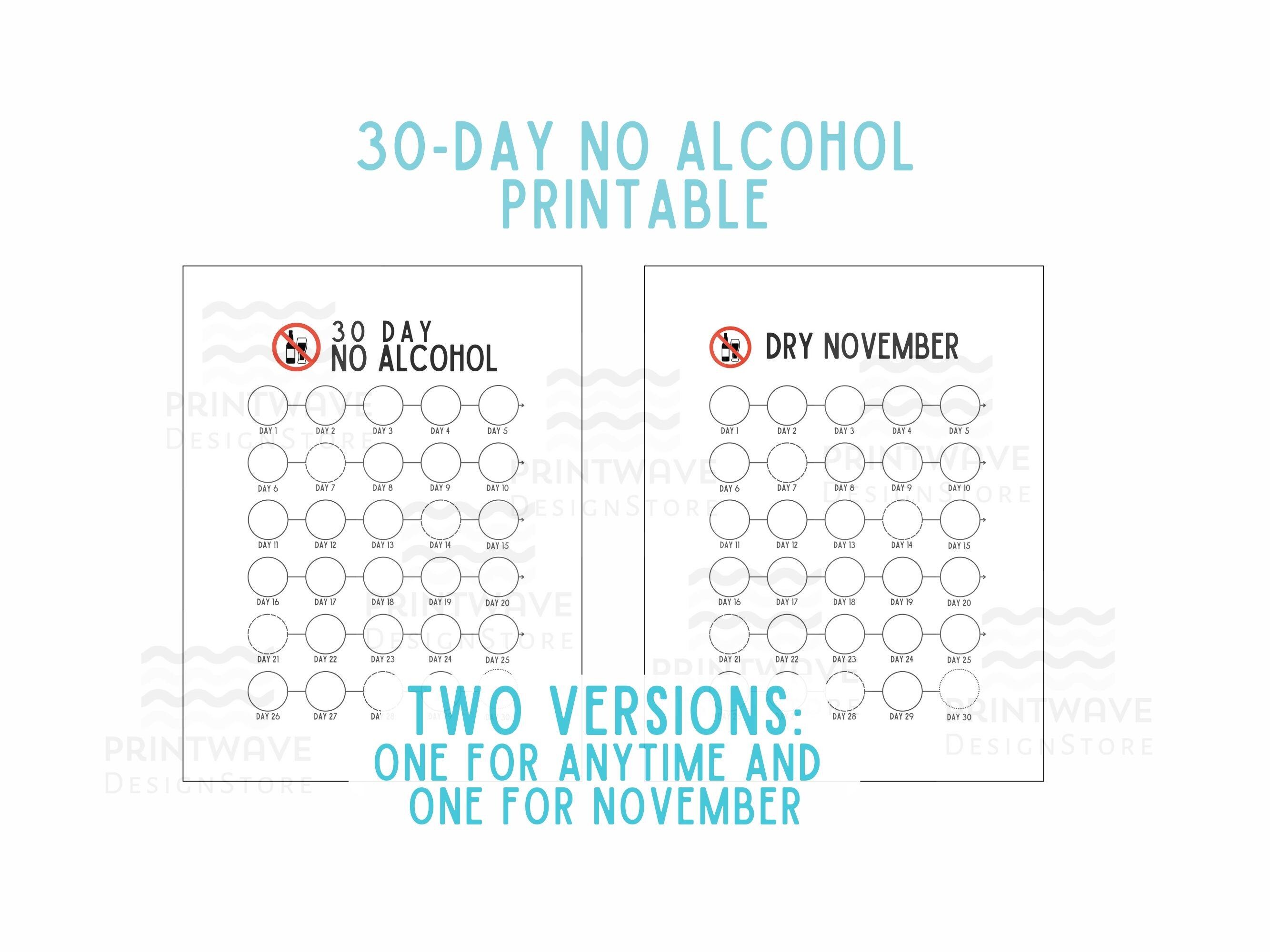 Printable 30-day Sobriety Log | No Alcohol Tracker PDF - Etsy