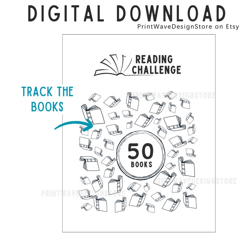50-book Reading Challenge | Printable Book Log & Tracker PDF (A4, US ...