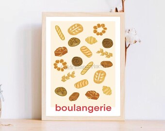 French Bakery Art Print Printable Wall Art Digital Download Kitchen ...