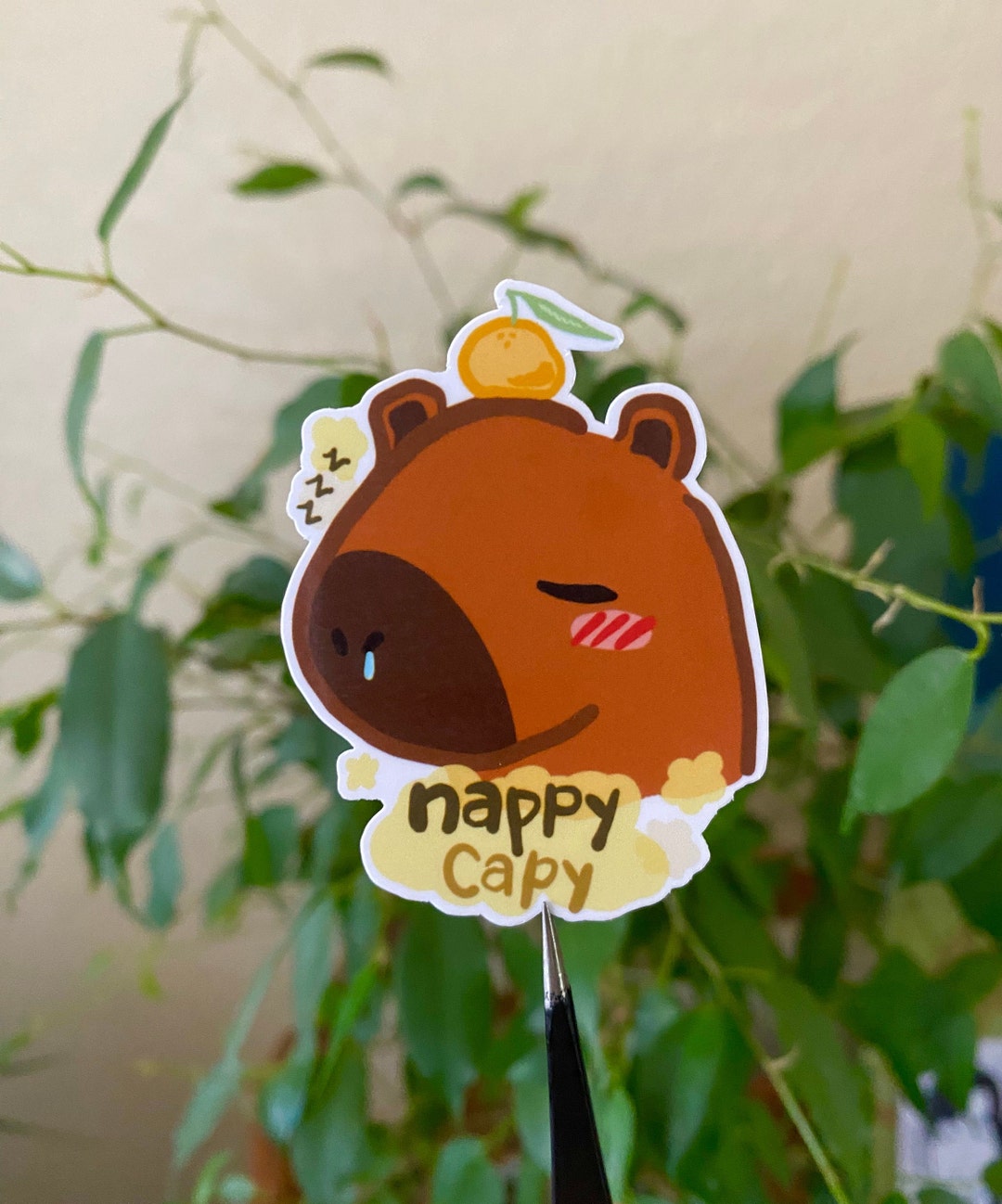 Nappy Capy Sticker - Sleeping Capybara Sticker - Cute Capybara Sticker ...