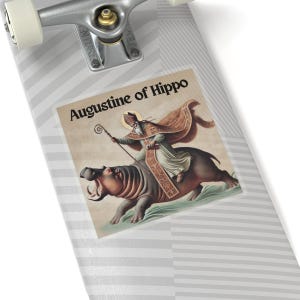 Saint Augustine of Hippo Sticker Riding a Hippo Decal Funny Saint Meme ...