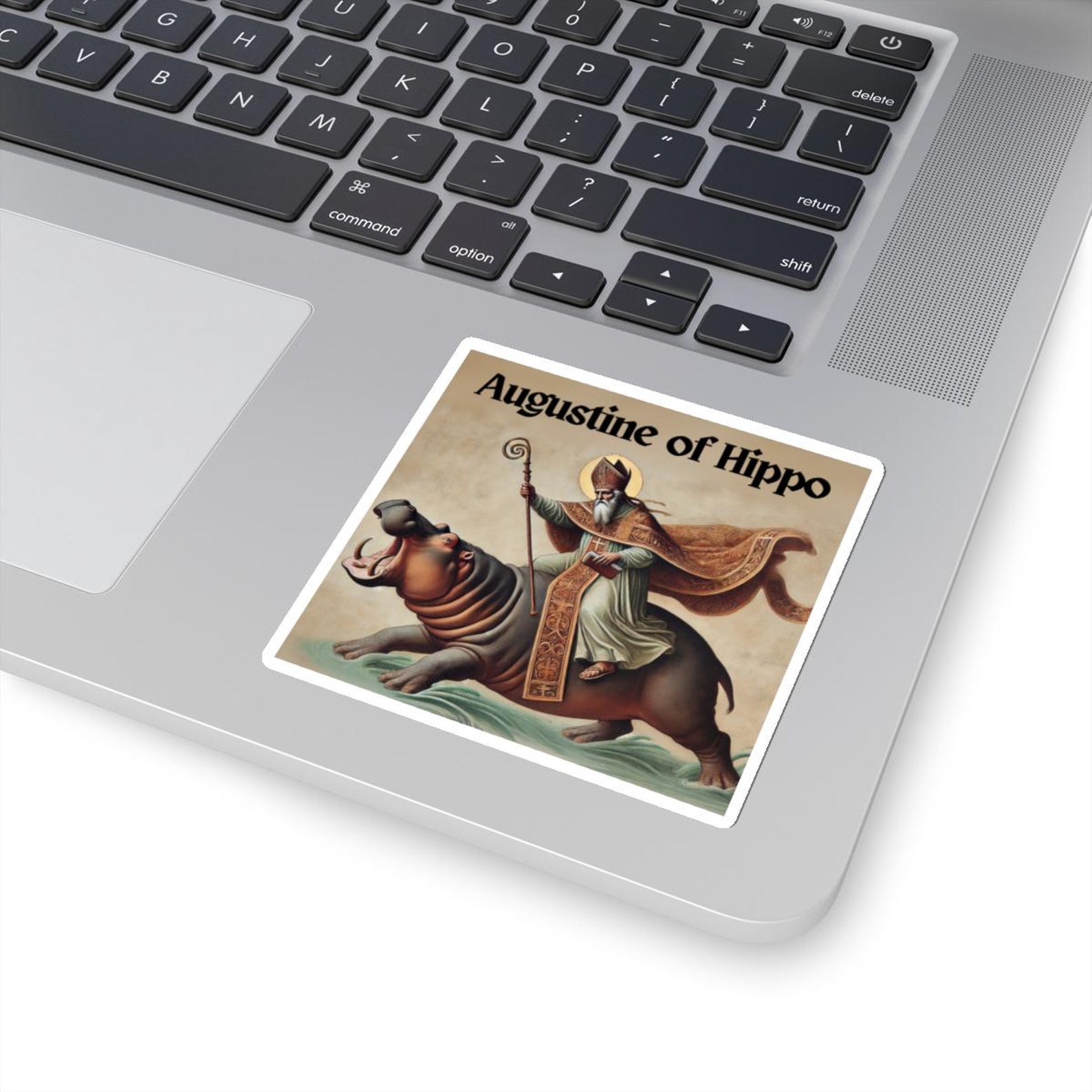 Saint Augustine of Hippo Sticker Riding a Hippo Decal Funny Saint Meme ...