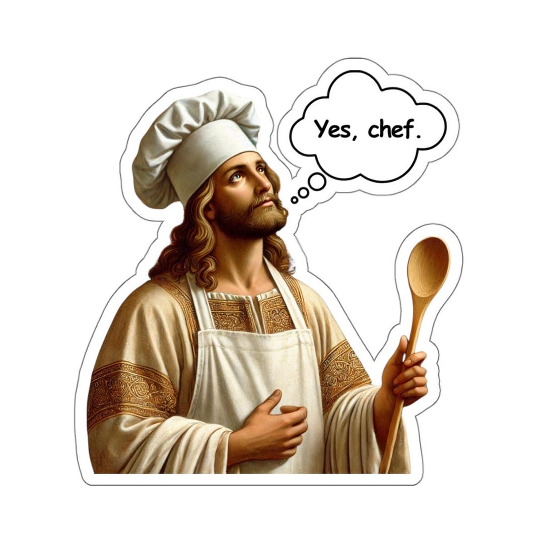 Jesus Celebrity Kitchen Sticker Yes Chef What Would Jesus Stew Decal ...