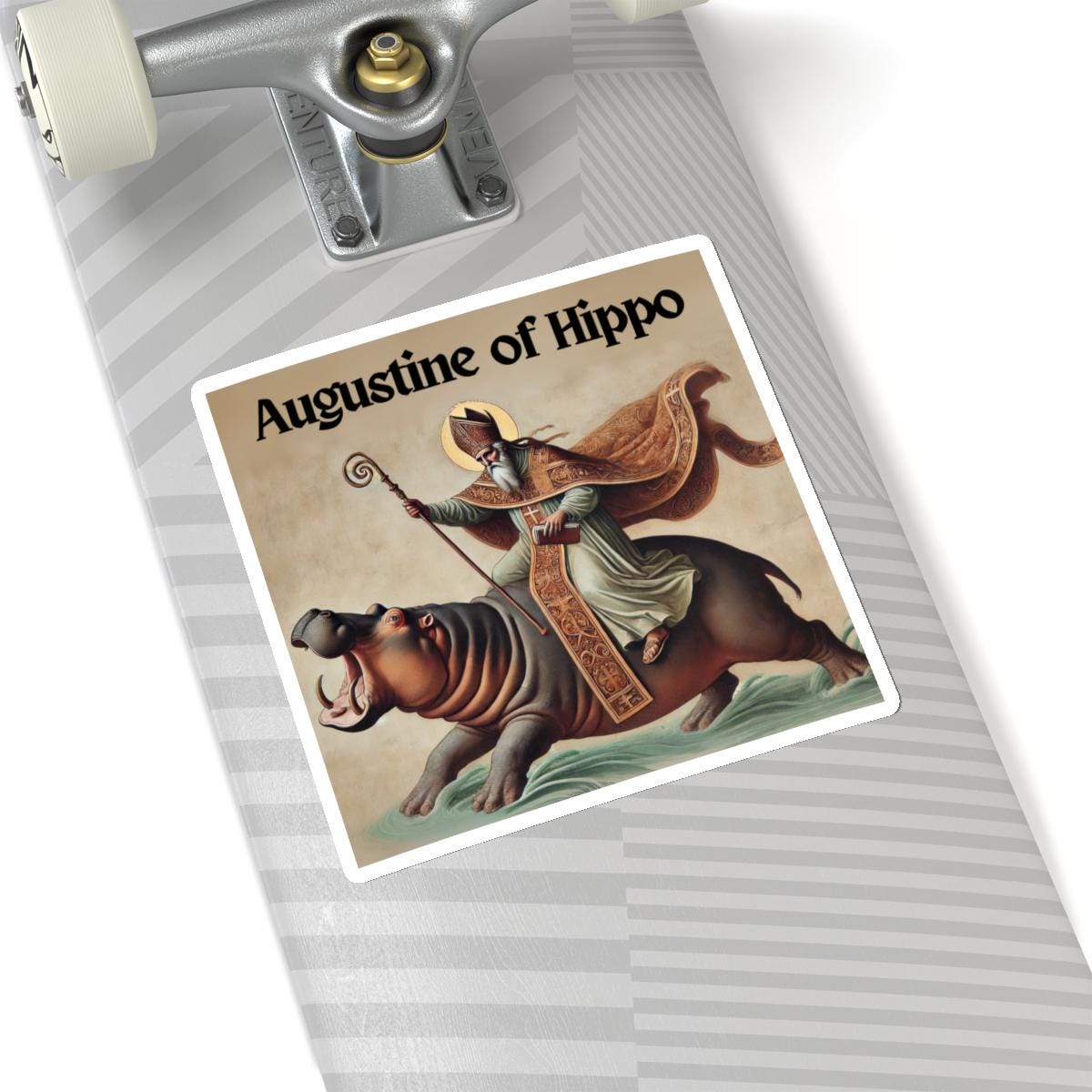 Saint Augustine of Hippo Sticker Riding a Hippo Decal Funny Saint Meme ...