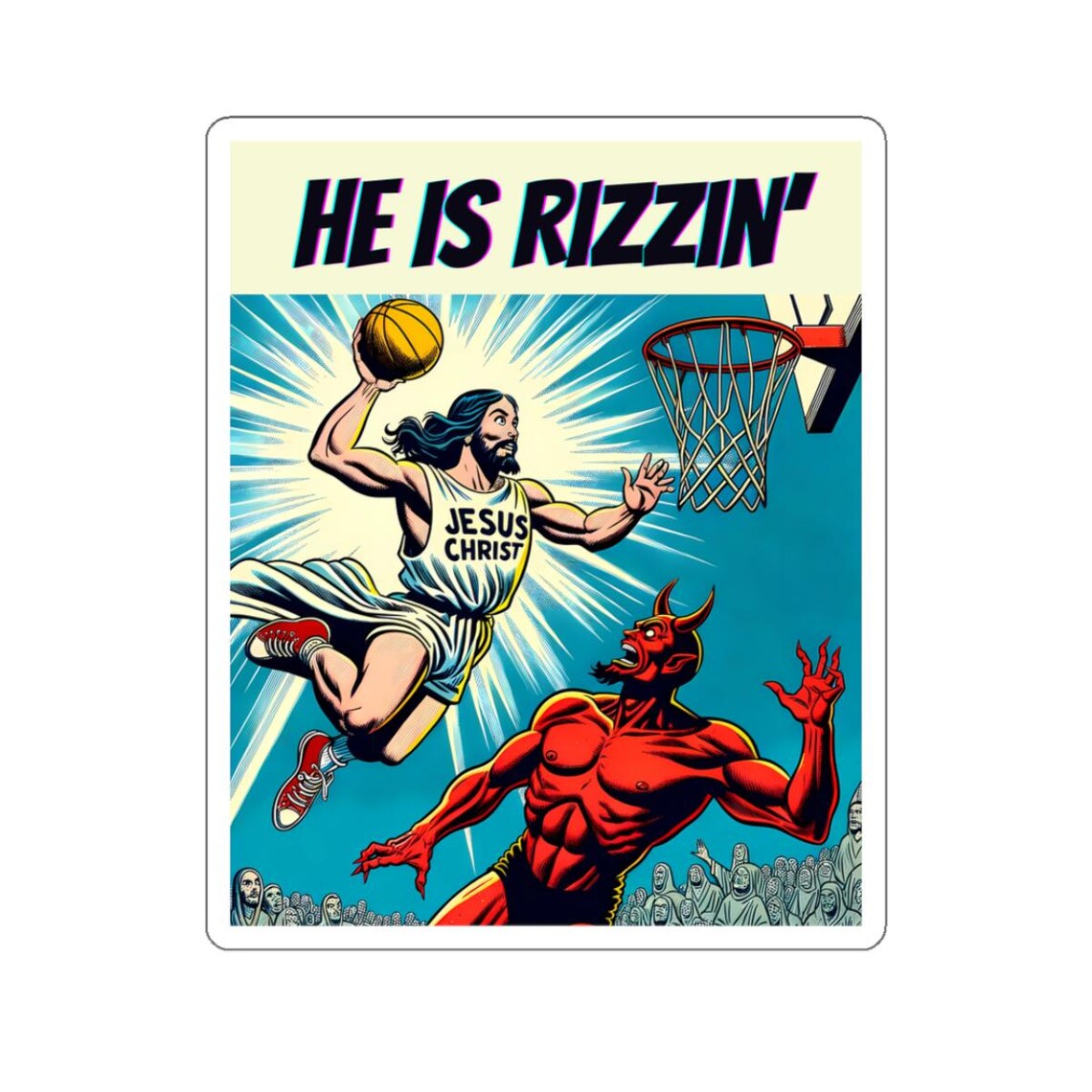 He is Rizzin' Sticker Jesus Has Risen Indeed Decal Funny Christian ...