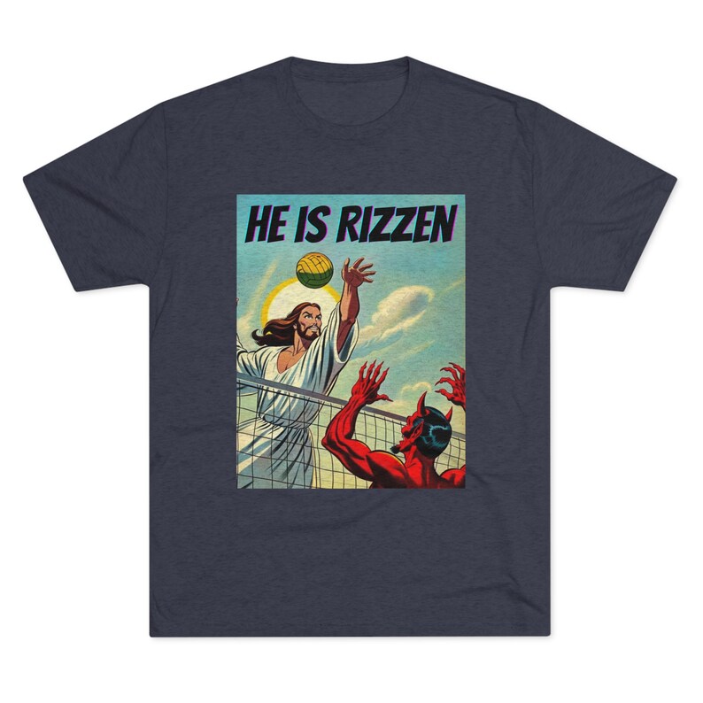 Funny Jesus Volleyball He is Risen Meme T-shirt Easter He is Rizzin ...