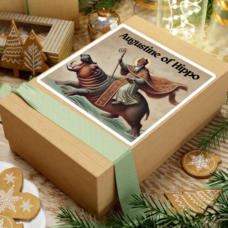 Saint Augustine of Hippo Sticker Riding a Hippo Decal Funny Saint Meme ...