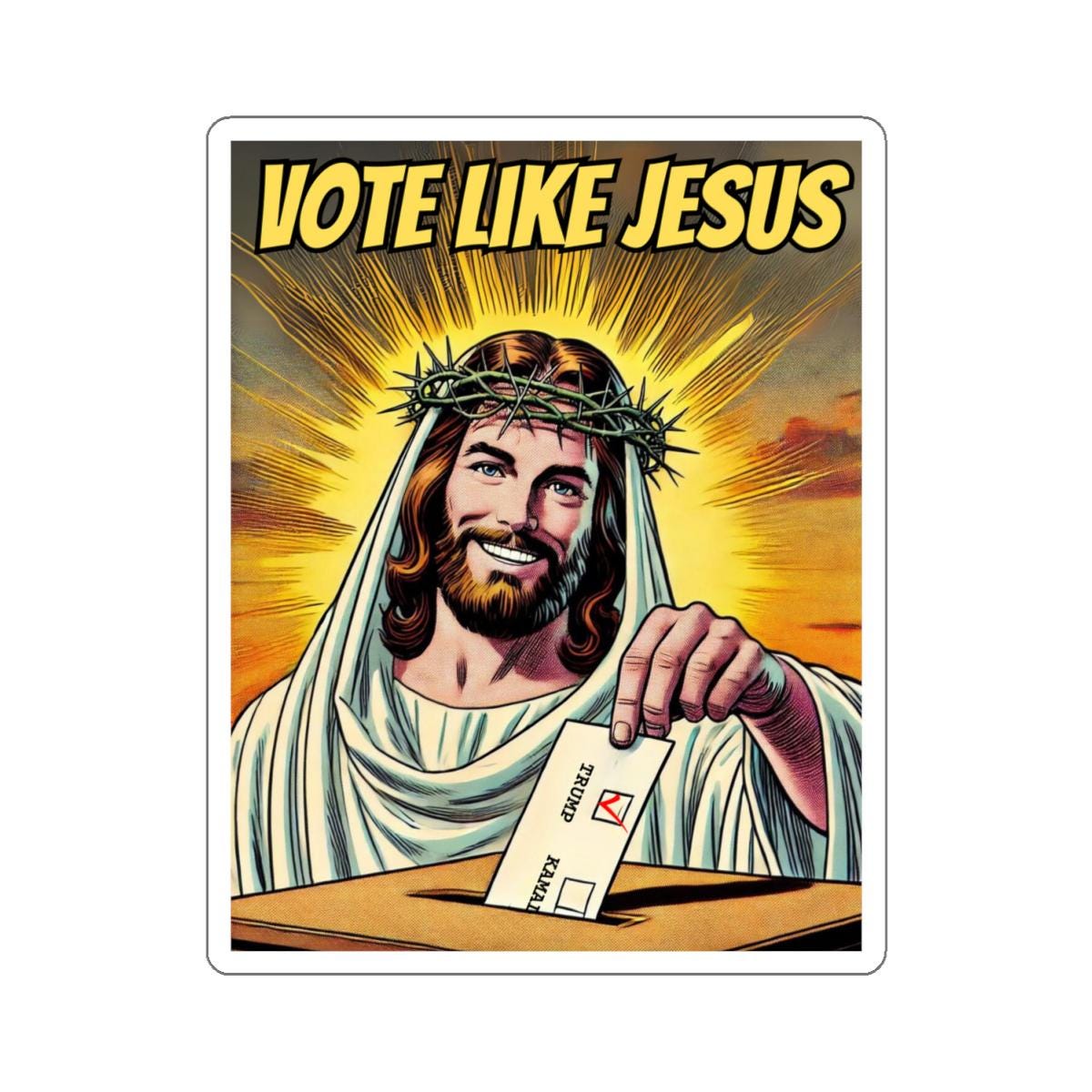 Vote Like Jesus Sticker Funny Trump Meme Make America Holy Again ...