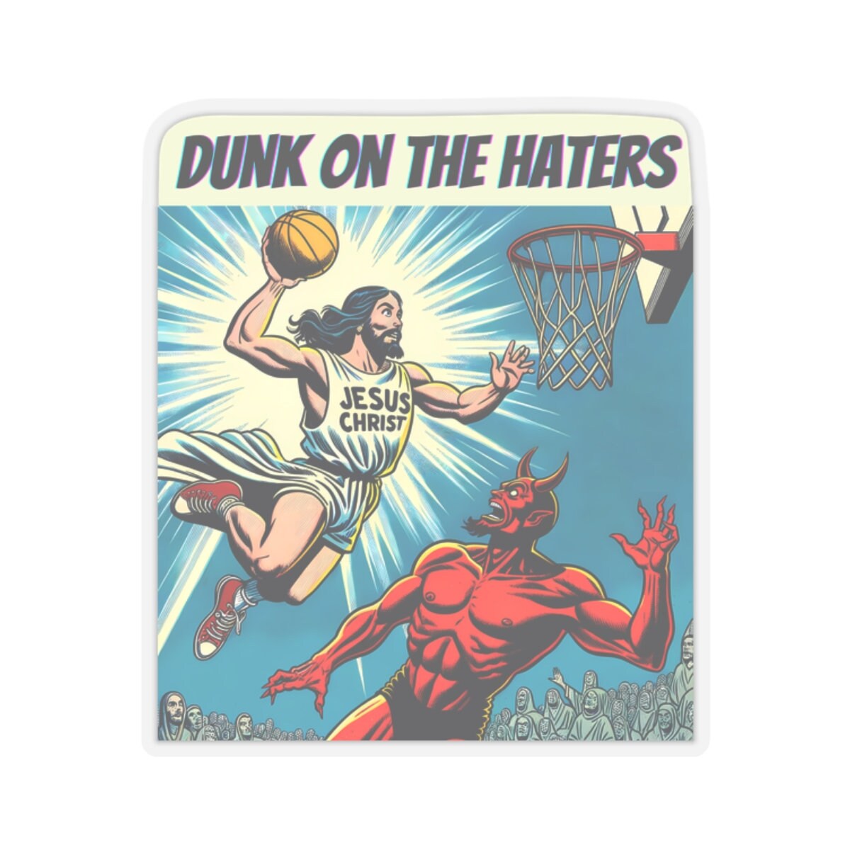 Jesus Dunk on the Haters Sticker Christian Humor Church Decal Christ ...