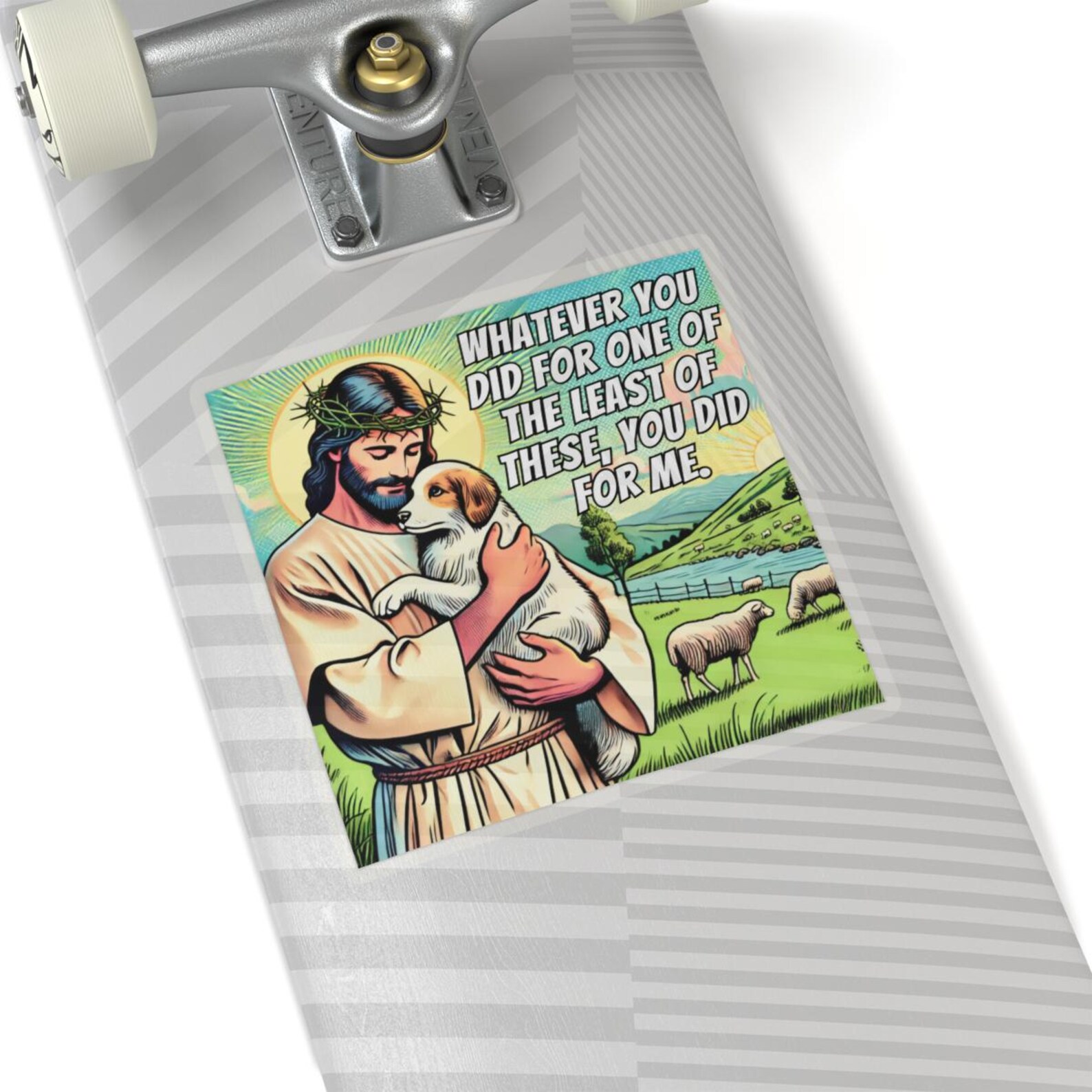 Christ With Cute Puppy in Field, Animal Rescue, Christian Sticker ...