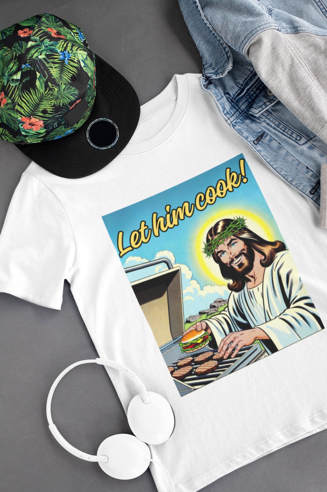 Let Him Cook Jesus T-shirt Funny God Grill Master Shirt Church Camp ...