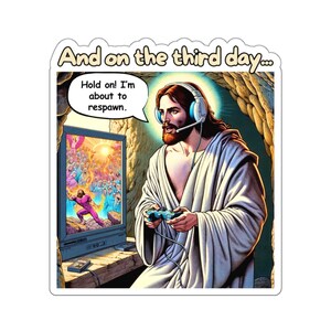 Funny Jesus Video Game Sticker He is Risen Rizzen Christian Gaming ...