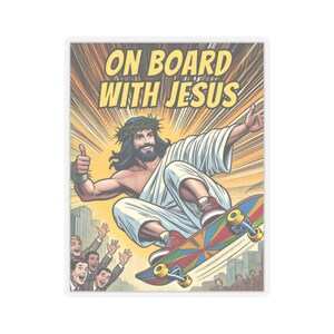 Jesus Skateboard Sticker on Board With Jesus Funny Christian Skater ...