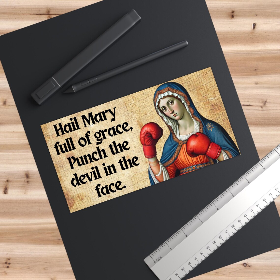 Hail Mary Punch the Devil Bumper Sticker Catholic Car Decal Truck ...