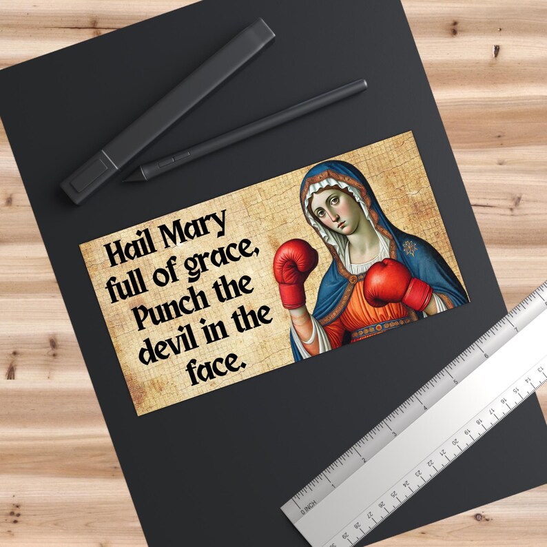 Hail Mary Punch the Devil Bumper Sticker Catholic Car Decal Truck ...