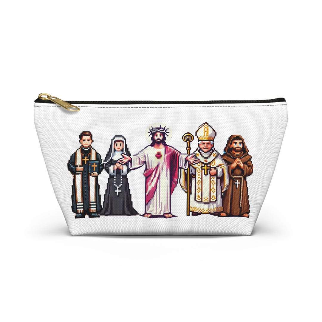 Vintage Catholic Retro Rosary/chapel Veil Bag Pope, Nun, Monk, Priest ...