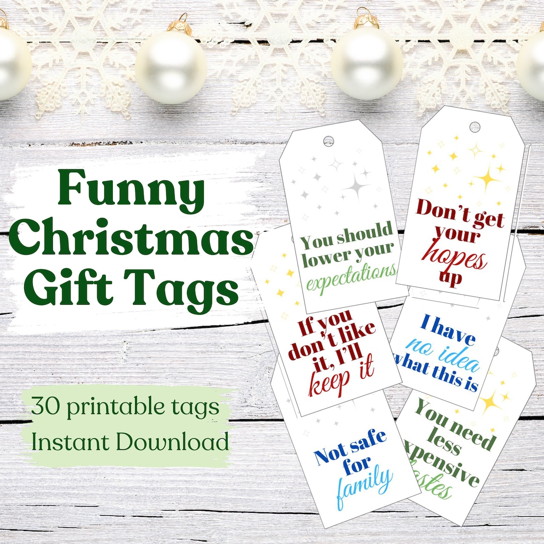 Funny Christmas Gift Tags, Sarcastic Holiday Gift Tags, Hilarious Gift ...