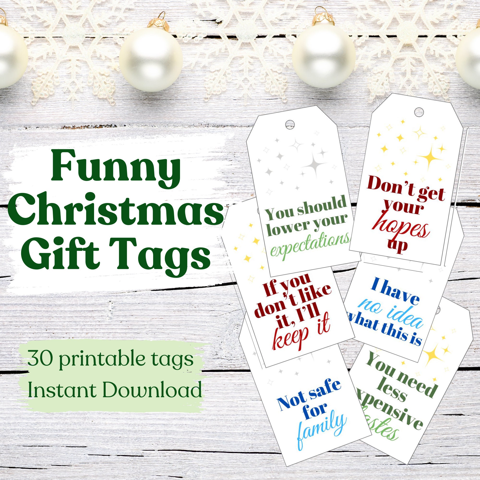Funny Christmas Gift Tags, Sarcastic Holiday Gift Tags, Hilarious Gift ...