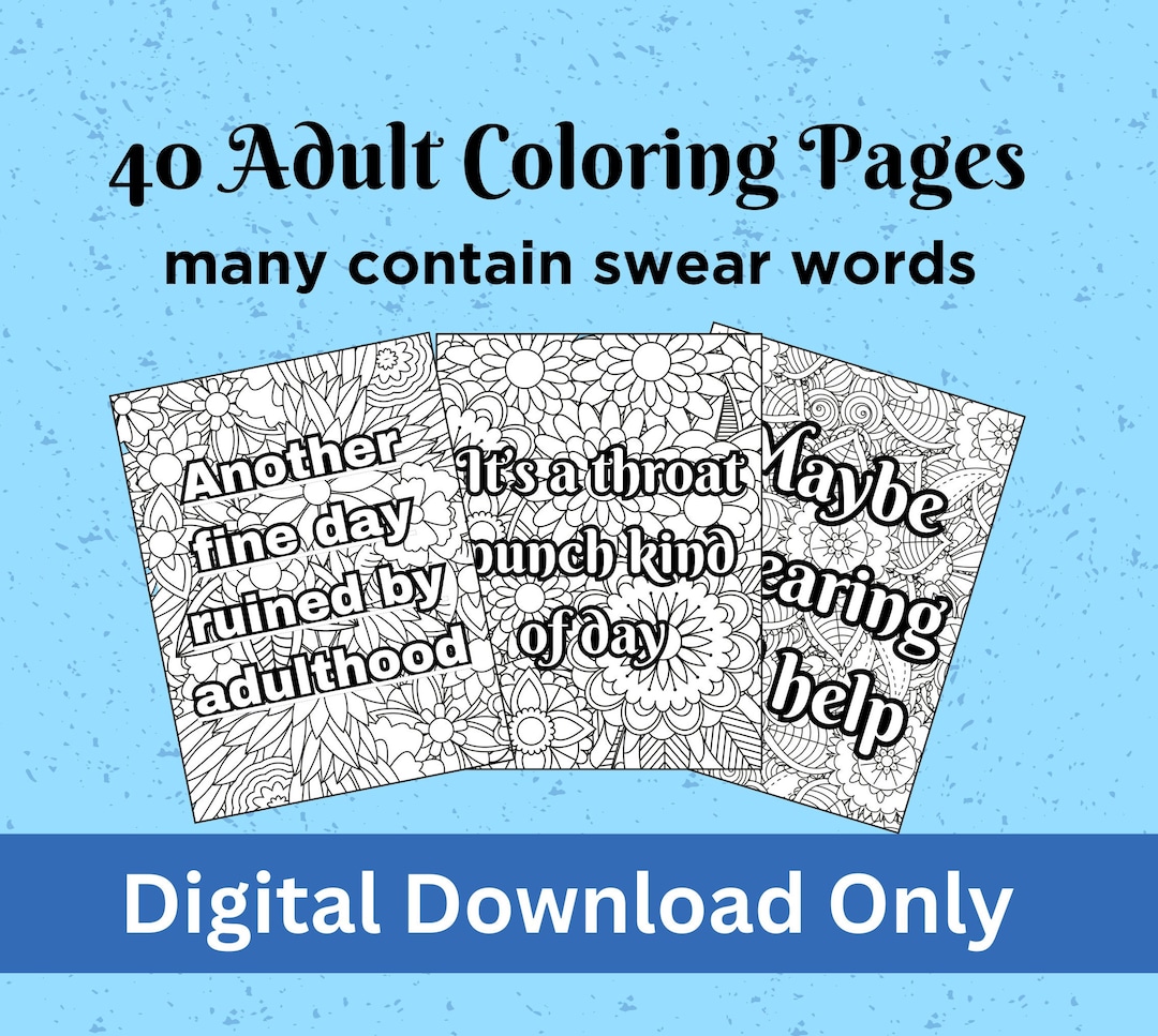 40 Swear Word Adult Coloring Pages - Digital Download - Etsy
