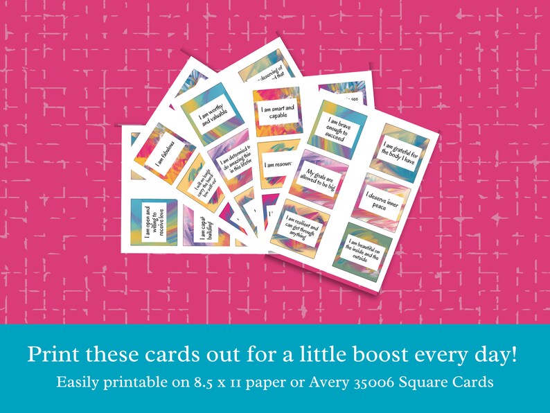 3x3 Printable Affirmation Cards Bundle | Positive Encouragement Set of ...