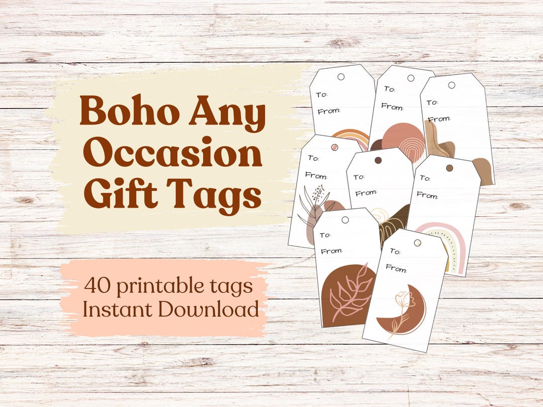 Boho Printable Gift Tags for Any Occasion-40 Unique Designs-instant ...