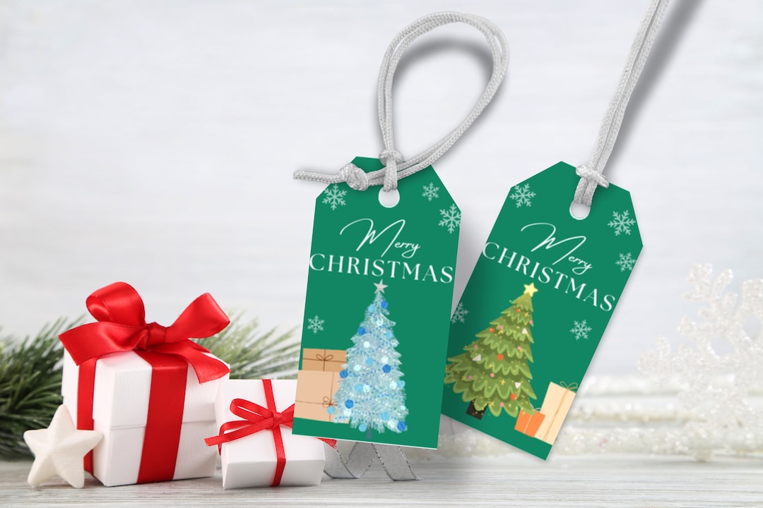 Merry Christmas Tree Tags Printable Present Tag Paper Gift - Etsy