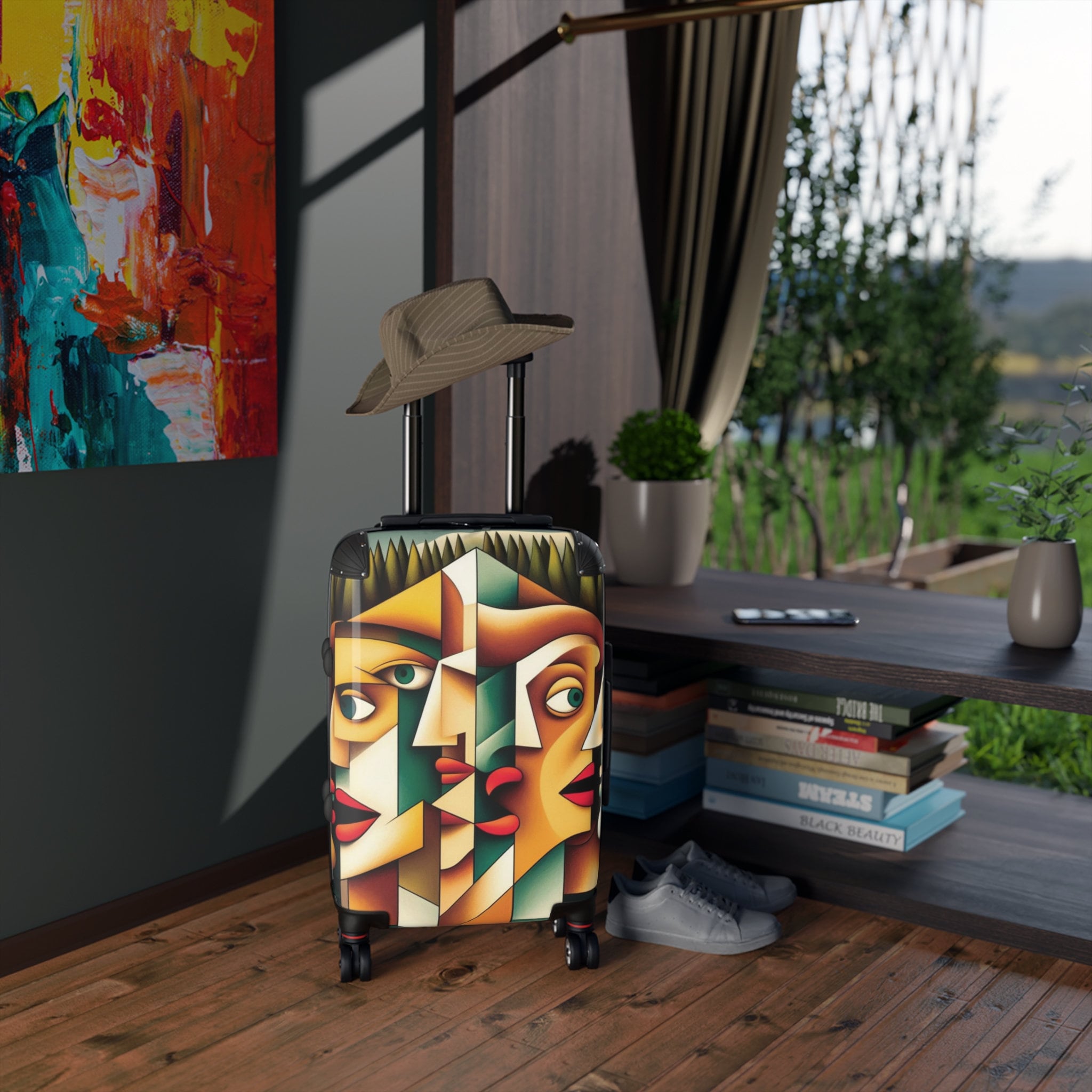 Cubism Style, Stylish, Travel Box Suitcase With Wheels - Etsy