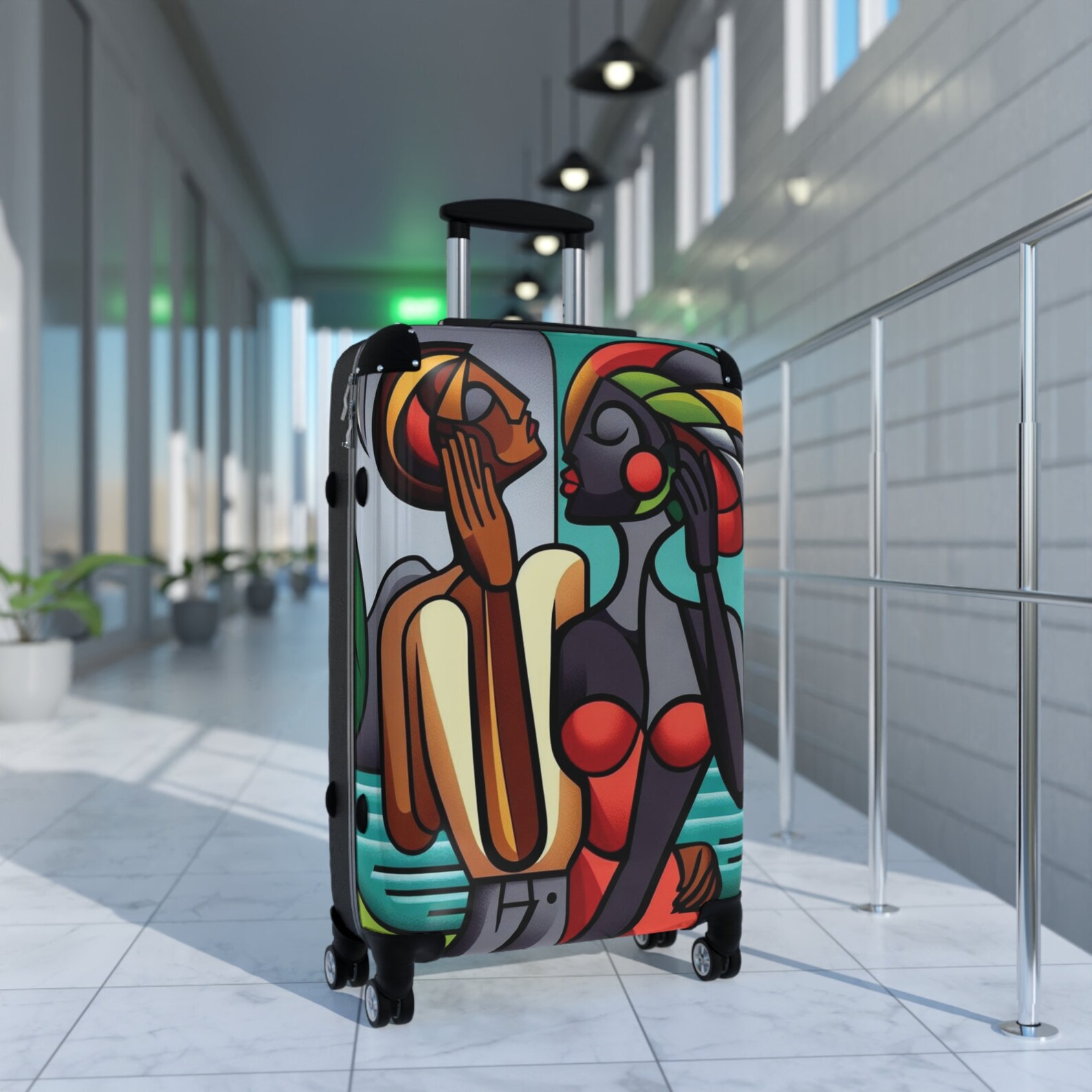 Stylish Cubism Style Travel Box Suitcase With Wheels - Etsy