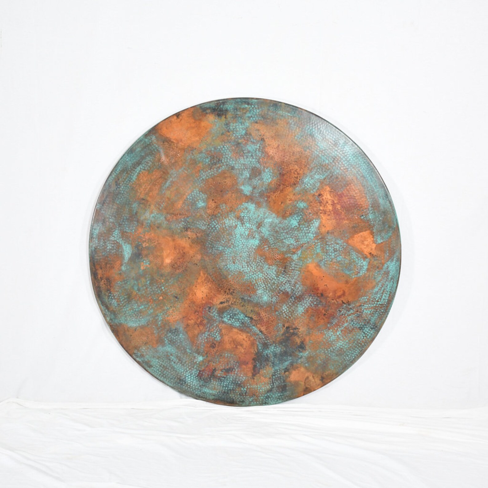36" Hammered Round Copper Tabletop - Verde Medley - Etsy