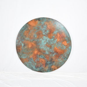 36" Hammered Round Copper Tabletop - Verde Medley - Etsy