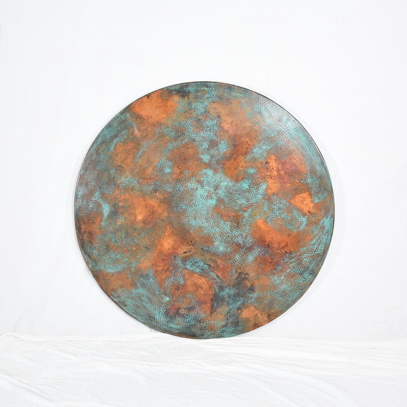 36" Hammered Round Copper Tabletop - Verde Medley - Etsy