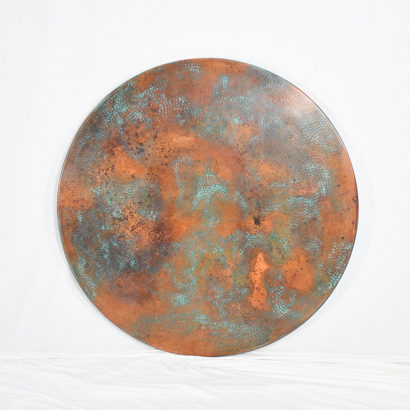 36" Hammered Round Copper Tabletop - Verde Medley - Etsy