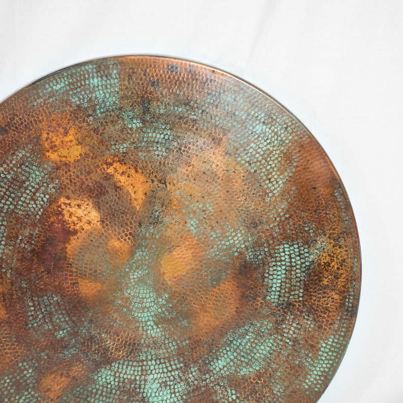 24" Hammered Copper Round Tabletop - Verde Medley - Etsy