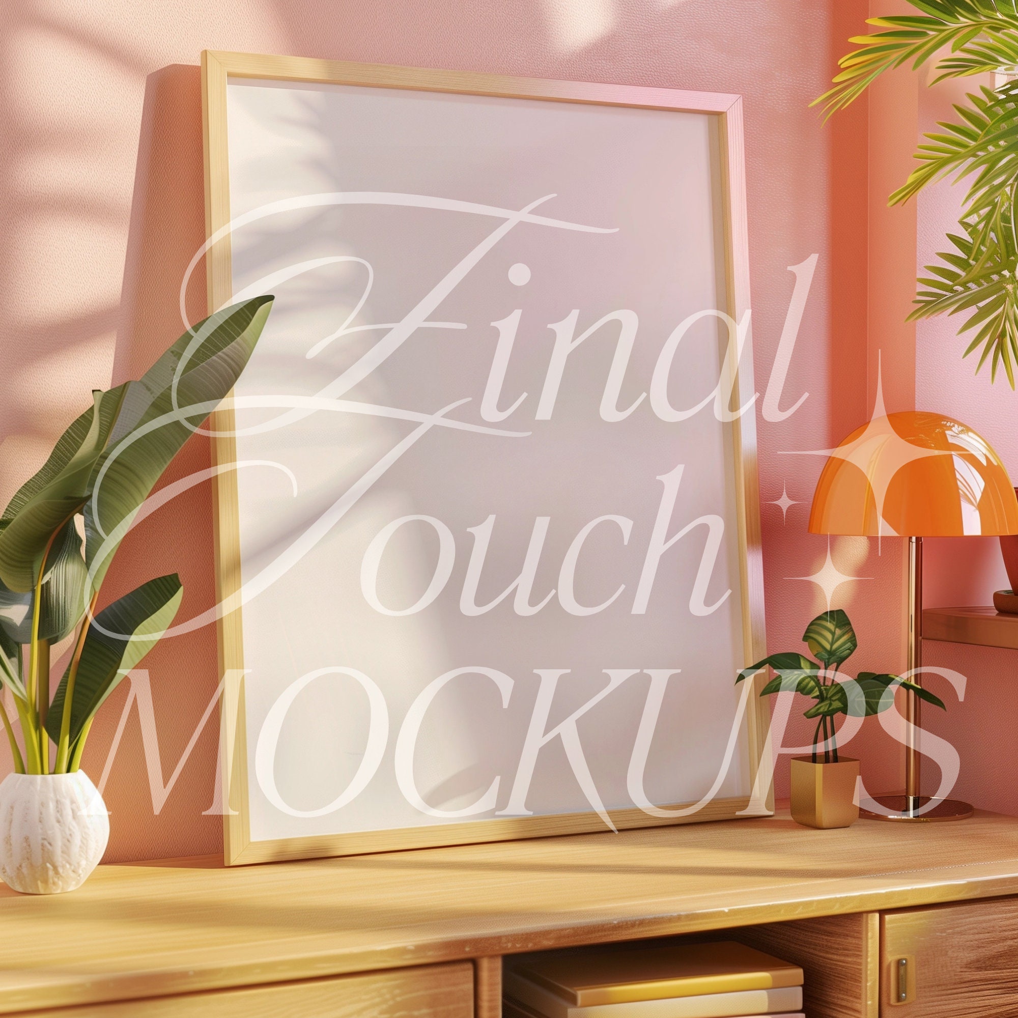 Mid Century Modern Frame Mockup PSD Smart Object Poster Mockup Interior ...